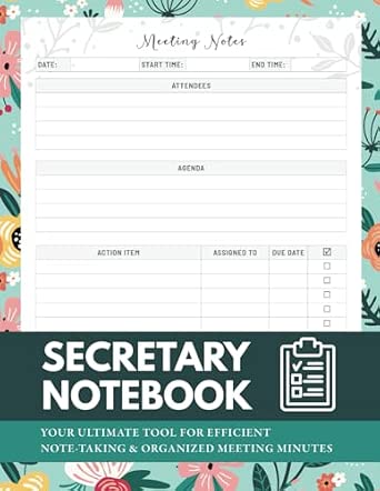 Secretary Notebook for Meetings: Stay Organized and Efficient With ...