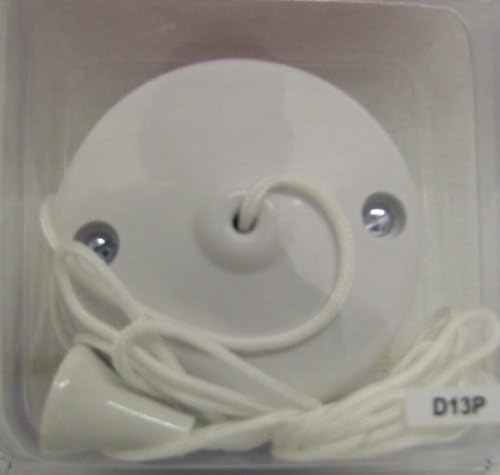 ONE WAY CEILING SWITCH BATHROOM PULL CORD - WHITE ROUND : Amazon.co.uk ...
