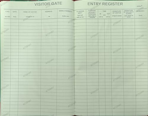 ATISHAY Visitor GATE Entry Register, 34Cm × 20Cm, 200 Pages, Pack of 1 ...