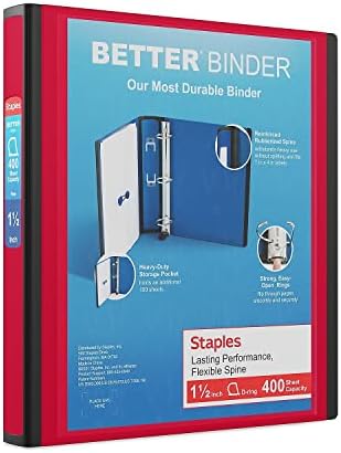 Staples 1-1/2 Inch Better View Binders with D-Rings, Red : Amazon.ca ...