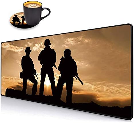 Amazon.com : Desk Pad Mat Gaming Mouse Pads with Coasters Set, Stitched ...