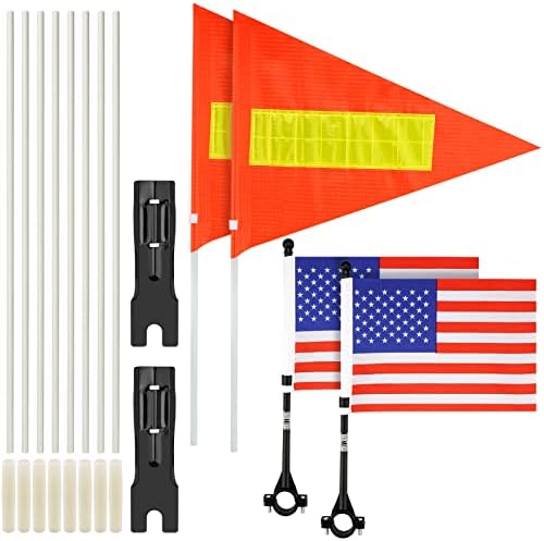 Amazon.com : 2PCS Bike Safety Flags with Reflective Strips & Poles ...