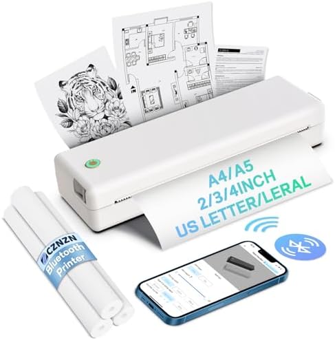 Amazon.com: CZNZN Portable Printer Inkless for Travel Home - Wireless ...