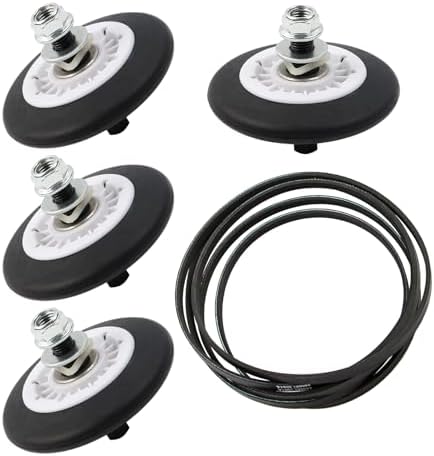 Amazon.com: 4 Pcs Dryer Roller Repair Kit with Belt Replace WE03X10016 ...