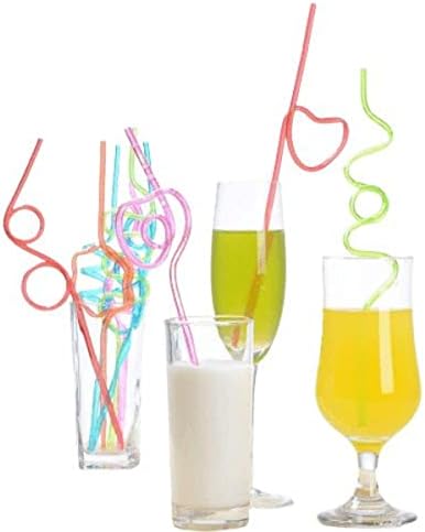 Curly Straws, 12PCS Reusable Creative Colourful Silly Straws, Multi ...