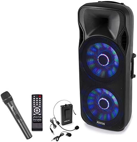 Fenton FT215LED Portable PA Speaker System 1600W with Double 15-inch ...