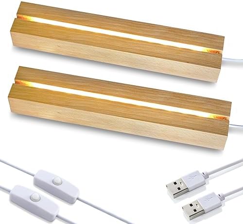Amazon.com: 2 Pcs 11.81 Inch Wooden LED Light Display Pedestal, Wooden ...