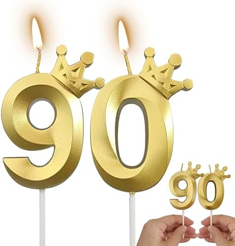 Generic Gold Number 90 Candles for Cake Toppers - Birthday, Wedding ...
