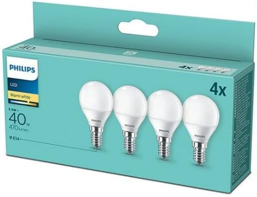 Philips LED Premium Classic P45 Lustre Light Bulb 4 Pack [E14 Small ...