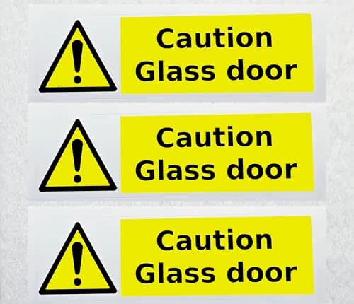 Caution Glass Door Warning Sticker Pack of 3 Waterproof Outdoor Vinyl ...