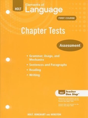 Holt Elements of Language First Course Chapter Tests: Various ...