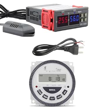 Shockley STC-3028 Dual LED Digital Thermoregulator Thermometer Hygrometer + Digital Programmable ...