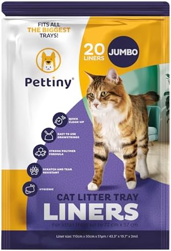 Pettiny 20 XL Cat Litter Tray Liners with Drawstrings Scratch Resistant ...