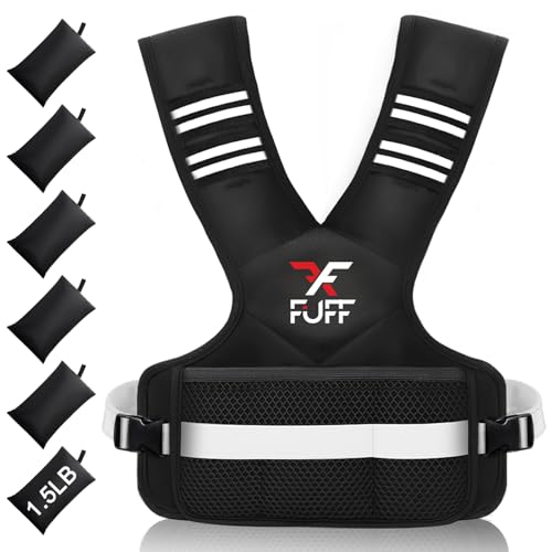 FUFF weighted vest woman 11–20 lb Unisex with 6 Weight Bags, Reflective ...