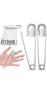 Amazon.com: Juexica 20 Pcs Large Safety Pins 5 Inch Jumbo Stainless ...