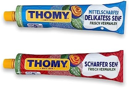 Amazon.com: German Mustard Set - Deli & Extra Hot - 2 x 200 ml - Thomy ...