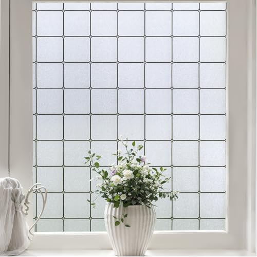 Amazon.com: VELIMAX Frosted Black Lattice Window Film Static Cling ...