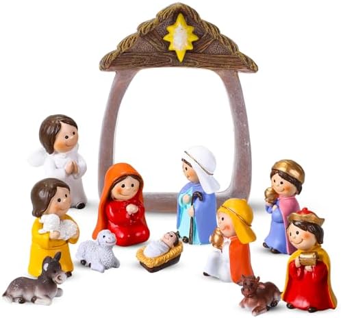 Amazon.com: Vercraft 12 Pcs Small Nativity Set Resin Small Christmas ...