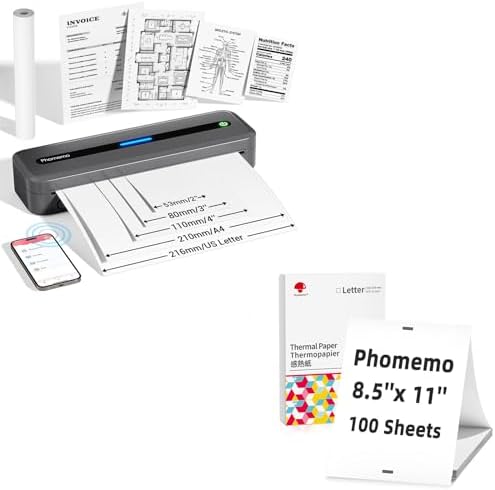 Amazon.com : Phomemo M832 Portable Thermal Printer Gray & 100 Sheets ...