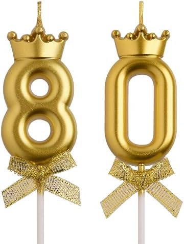 Amazon.com: AOOLADA 70th Birthday Candles, Gold 70 Year Old Number ...