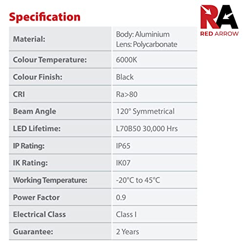 Red Arrow LED Outdoor Security Floodlight Lighting: IP65 Ultra Slimline ...