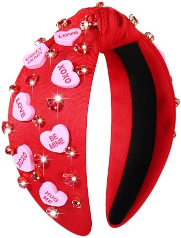 Amazon.com : PHALIN Valentine's Day Headband for Women Beaded Heart ...