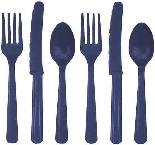 Amazon.com: Assorted Navy Blue Plastic Cutlery (Pack of 24) - Elegant ...