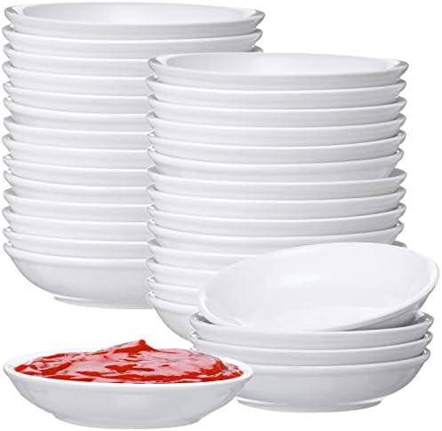 Amazon.com: 50 Pcs White Ceramic Dipping Bowls 3 oz Round Soy Sauce ...