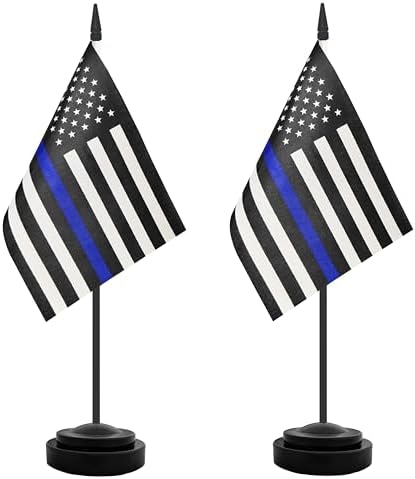 Amazon.com: USA Thin Blue Line Police Desk Flag, 2 Pack American ...
