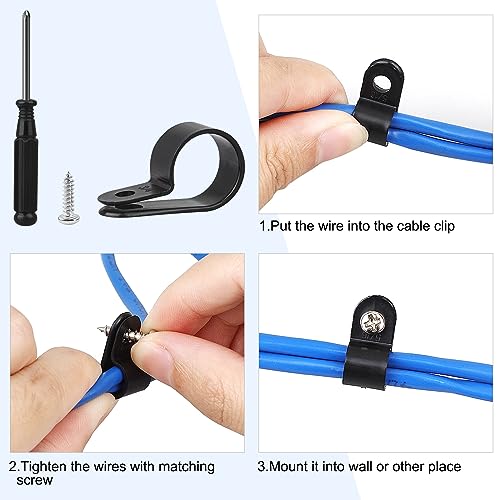 DesertBoy 151 Pieces Black Nylon R-Type Cable Clamp Clips Plastic Cable ...