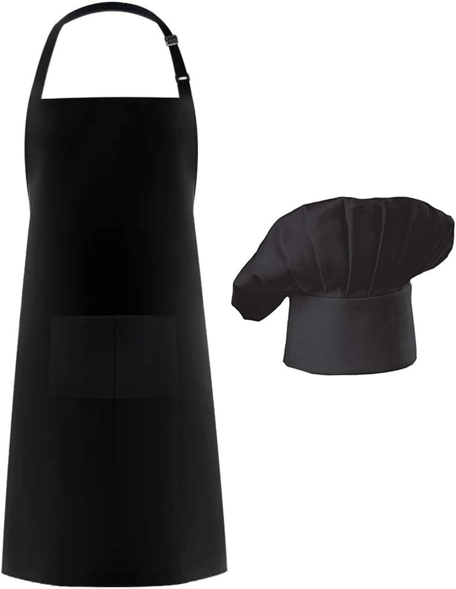 Amazon.com: Hyzrz Chef Apron Hat Set, Chef Hat and Kitchen Apron Adult ...