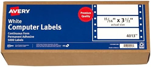 Avery White 3 1/2 x 15/16 Inch Mailing Labels 5,000 Count (04013 ...