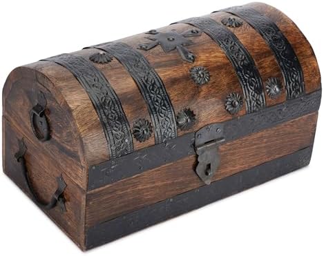 Amazon.com: Ajuny Wooden Pirate Treasure Chest Jewelry Box ...