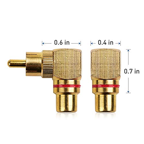 Cable Matters 2-Pack Right Angle RCA Adapter, 90 Degree RCA Adapter ...