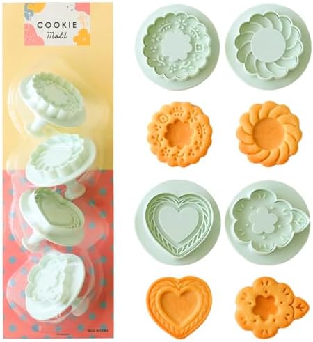 Amazon.com: Sinsanye Jam Cookie Cutters Set of 4, Thumbprint Pop-Out ...