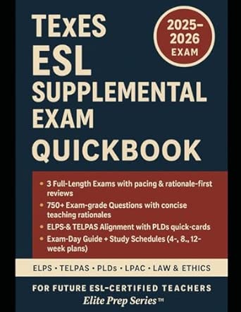 TEXES ESL SUPPLEMENTAL (154) QUICK BOOK: Complete Study Guide With ...