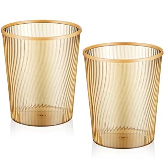 Amazon.com: Honeydak 2 Pack Gold Garbage Can Lightly Threaded Trash Can ...