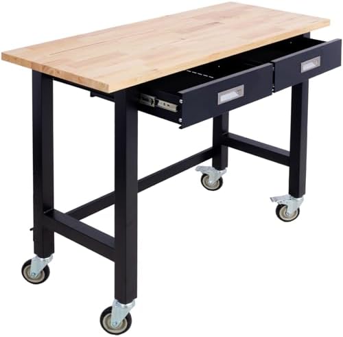 PULLAFUN 48" Work Bench, Height Adjustable Workbench with Drawers Storage, Work Benches for ...