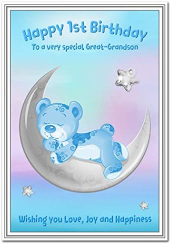 Great-Grandson 1st Birthday Card - Baby First 1st Birthday - 1 year old ...