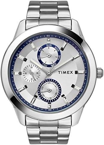 TIMEX Analog Watch for Man with Silver Round Dial & Silver Stainless Steel Bracelet Band Water ...