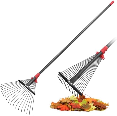 Amazon.com : Adjustable Metal Leaf Rake Long Handle, Garden Rakes for ...