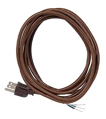 Amazon.com: B&P Lamp® Brown Rayon Covered Round Lamp Cord with Ground ...
