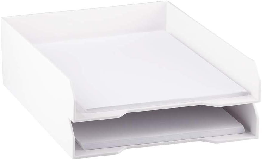 Amazon.com: 4 Pack White Stackable Paper Trays for Letter Documents ...