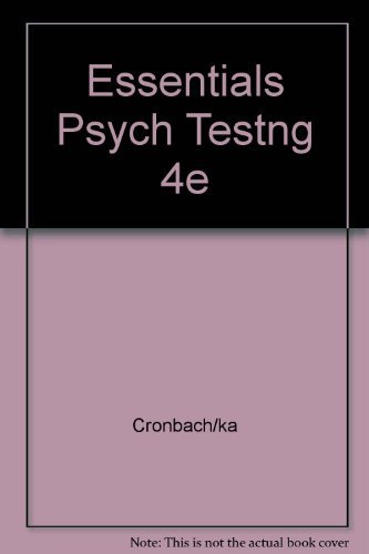Amazon.com: Essentials of Psychological Testing: 9780060414191 ...