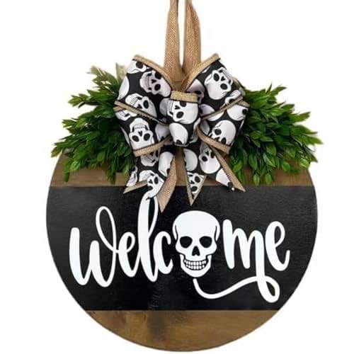 Amazon.com: Halloween Wooden Hello Boo Ghost Bow Door Sign for Front ...