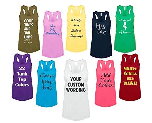 Amazon.com: Women's Custom Personalized Tank Tops - Pick your wording ...