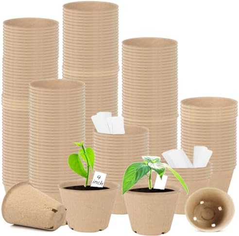 Amazon.com : ModaSin 130 Pcs Organic Peat Pots, 4 Inch Nursery Pot Set ...
