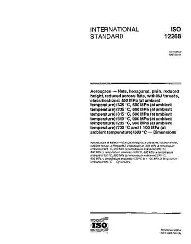 ISO 12268:1997, Aerospace - Nuts, hexagonal, plain, reduced height ...