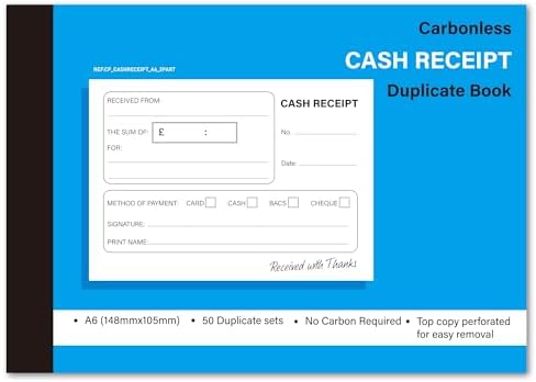 Money Receipt Book with 2 Part Carbonless,14.8x10.5cm,Receipt Book with ...