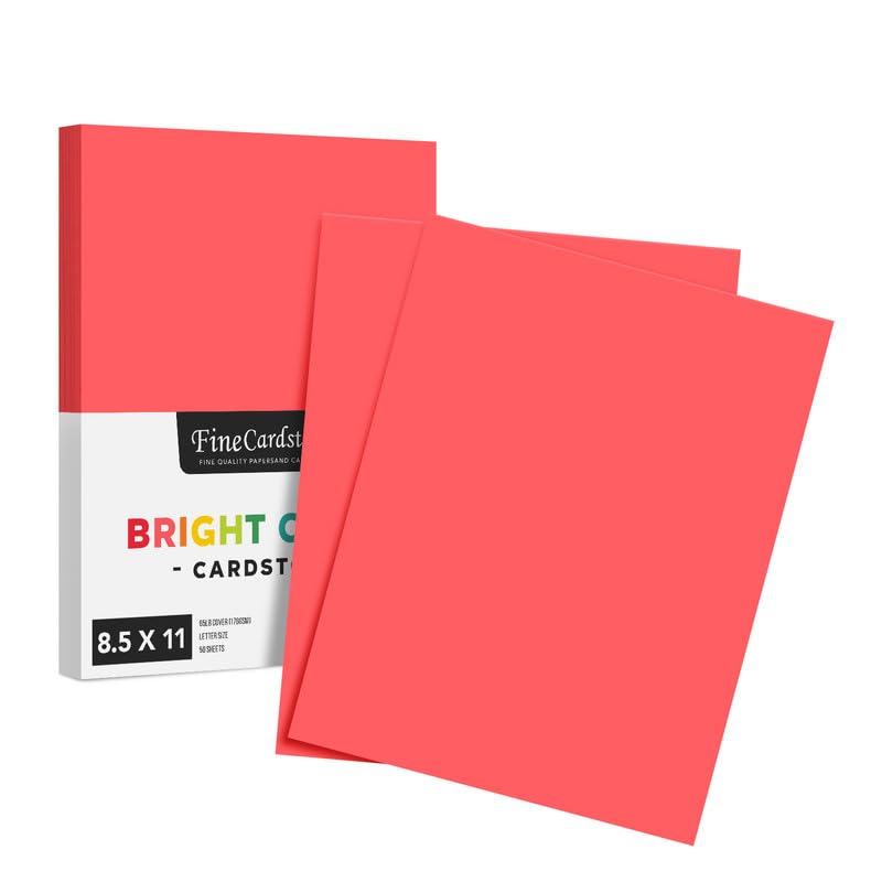 Amazon.com : Light Red Premium Color Card Stock Paper | 50 Per Pack ...